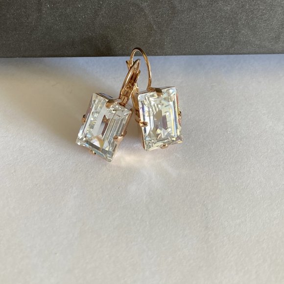 Sabika | Jewelry | Sabikalike Swarovski Crystal Clear Rectangular Drop Earrings | Poshmark